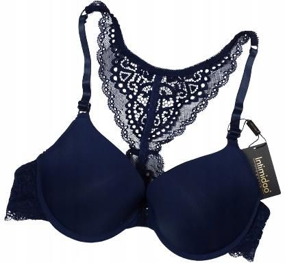 80B Biustonosz push-up zapinany przód ozdobny tył Intimidao granat - Ceny i opinie - Ceneo.pl