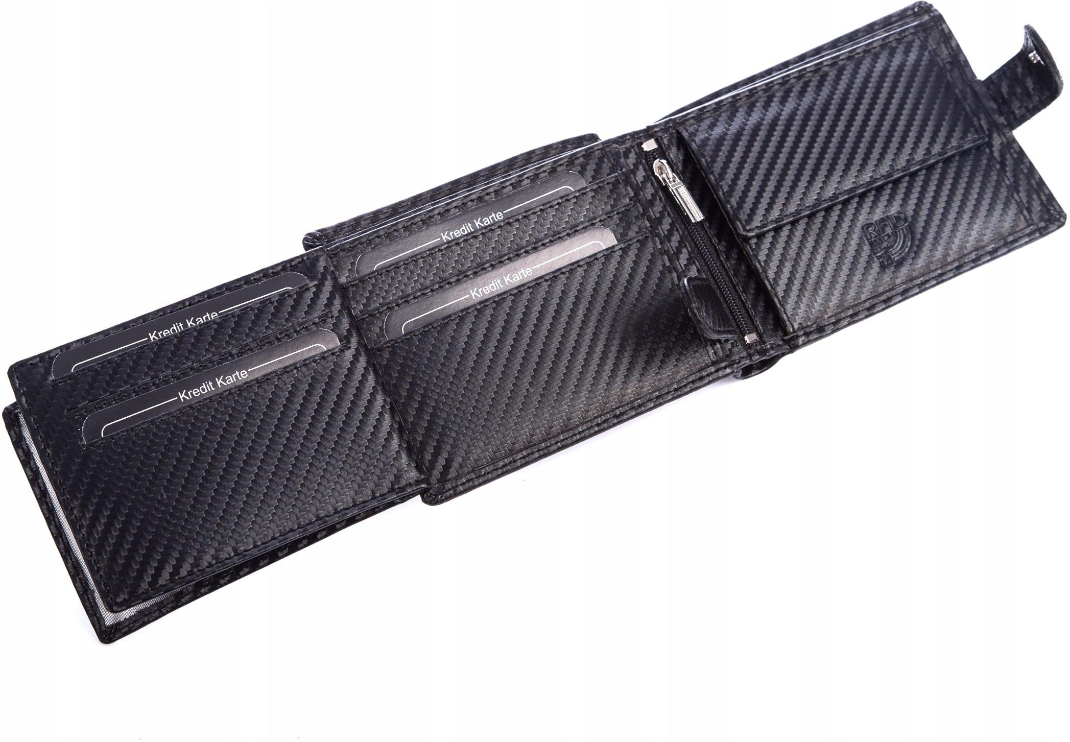 Portfel męski z zapięciem czarny carbon Rfid skóra - Ceny i opinie ...