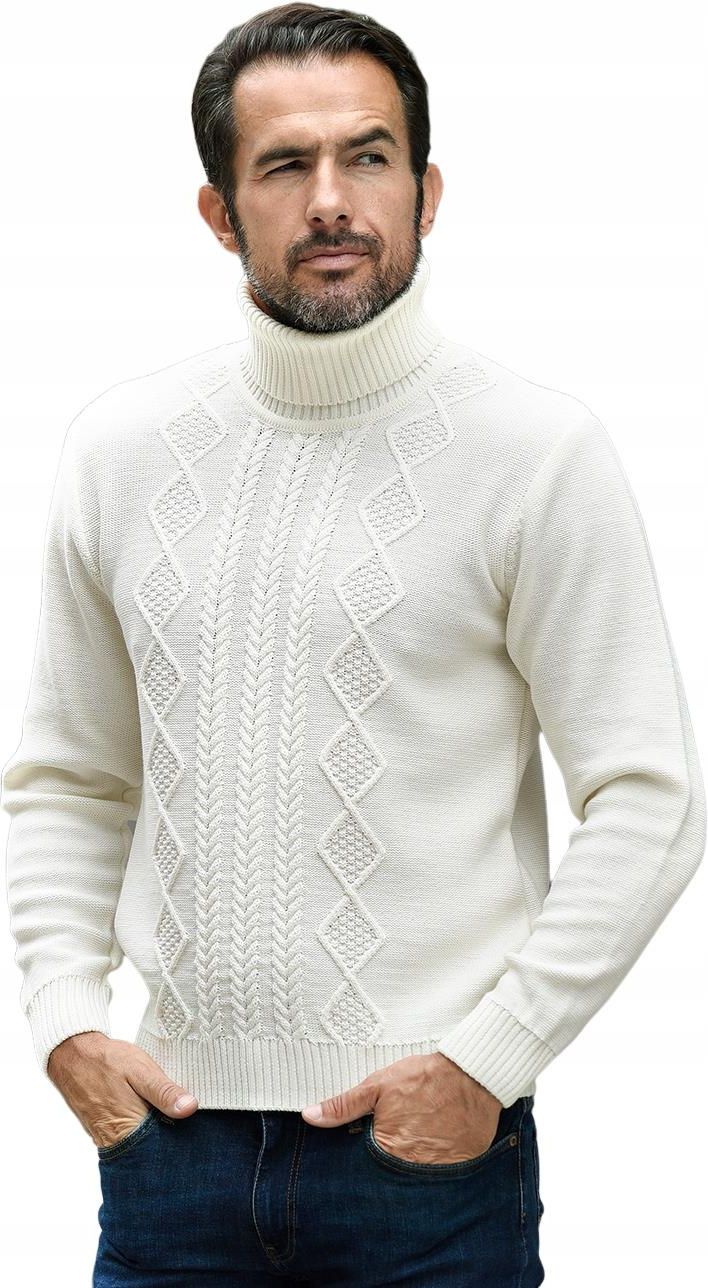 Sweter Męski Golf Wełna Merino Kremowy XL - Ceny i opinie - Ceneo.pl