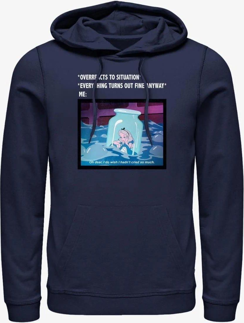 Queens Disney Classics Alice In Wonderland - Anxiety Meme Unisex Hoodie Navy Blue - Ceny i ...