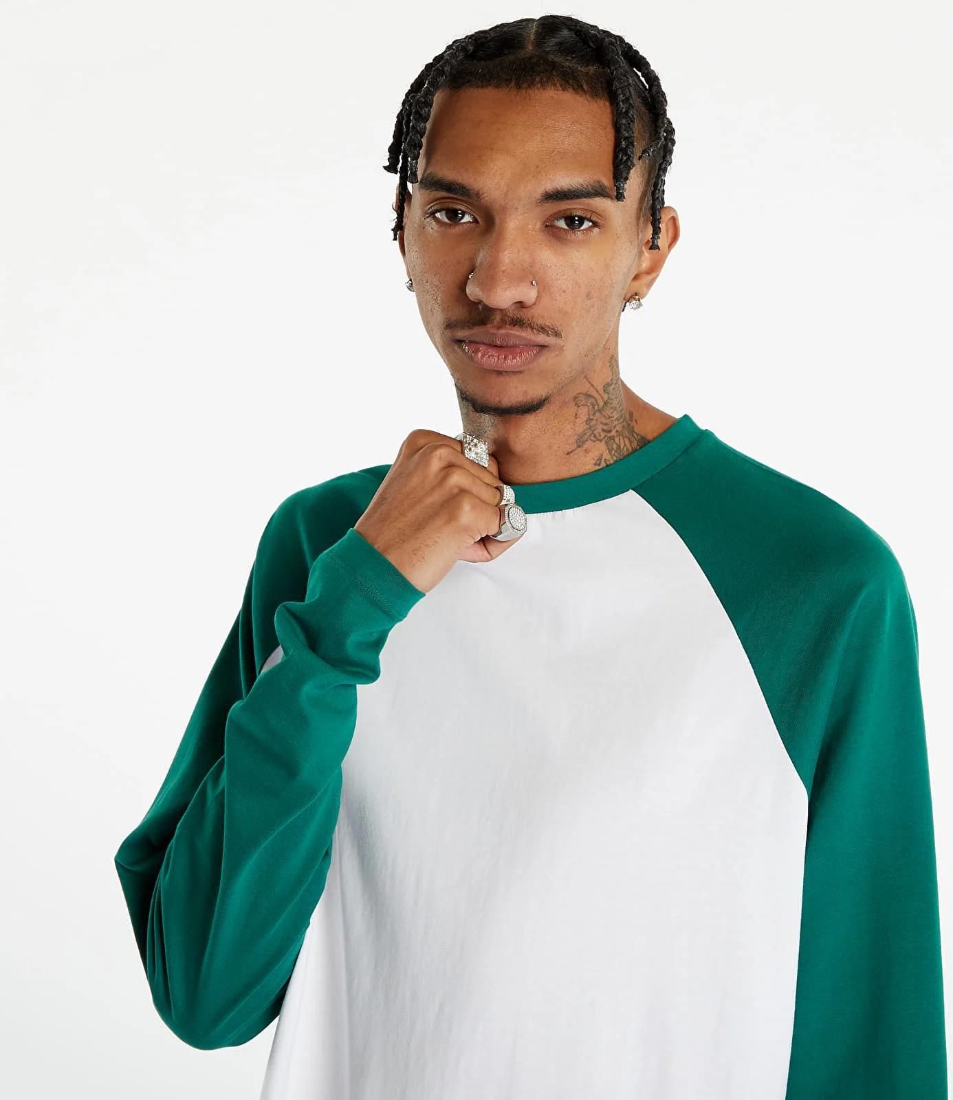 Urban Classics Organic Oversized Raglan Longsleeve White/ Green - Ceny ...