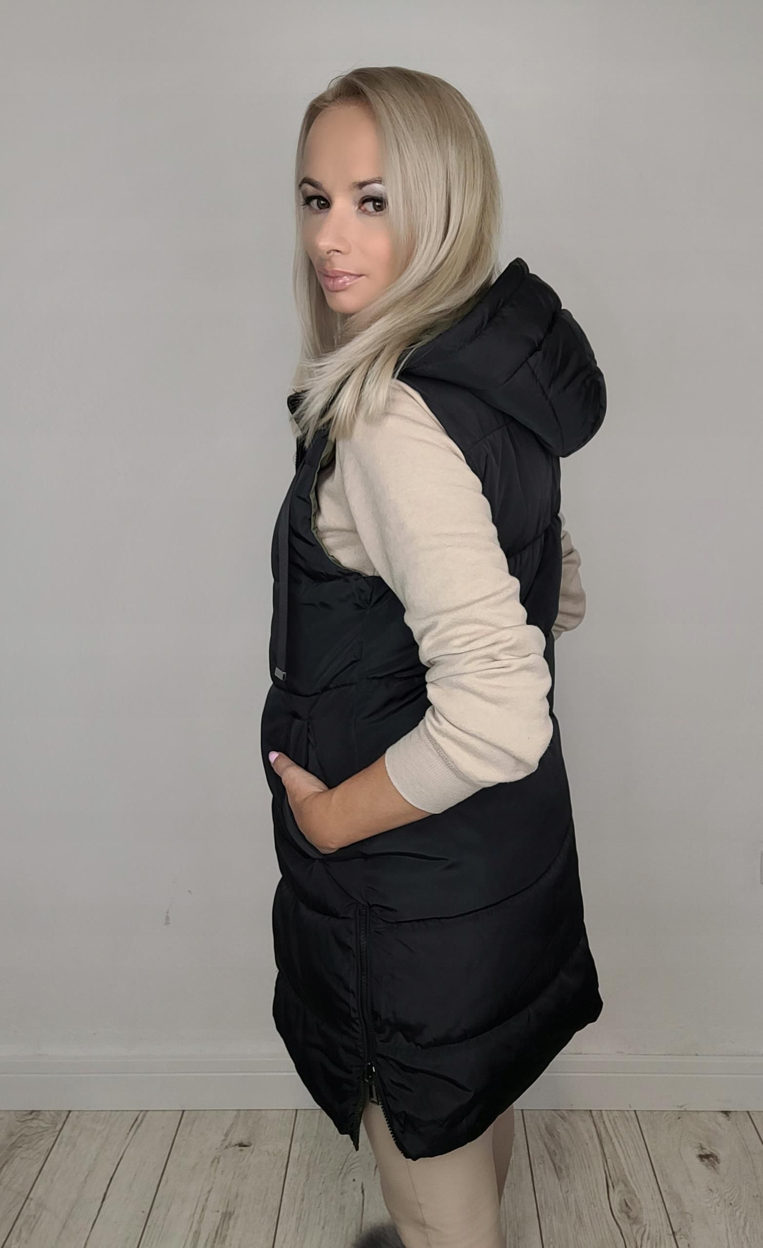 Dwustronna Kamizelka damska Bezrękawnik z kapturem Ciepła pikowana r. S-7XL - Ceny i opinie ...