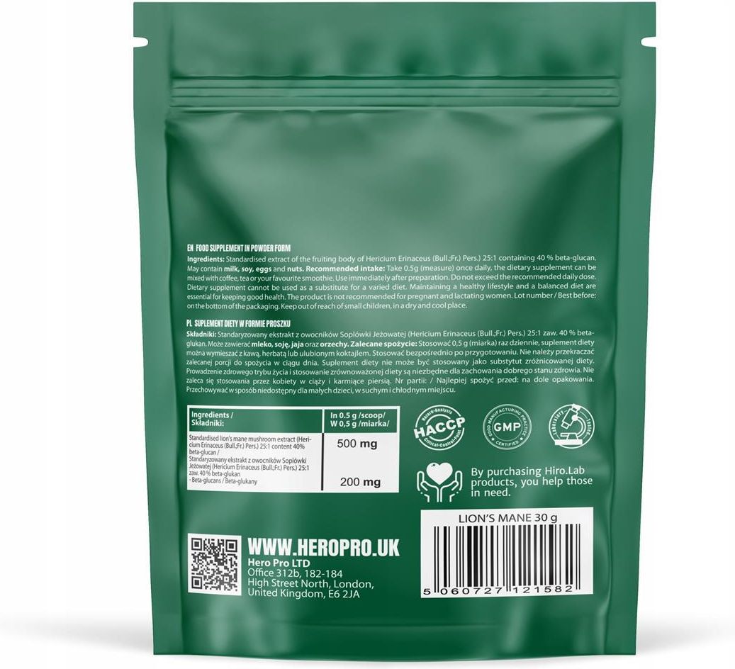 Proszek Hiro Lab Lion'S Mane Mushroom Extract 30G - Opinie i ceny na ...