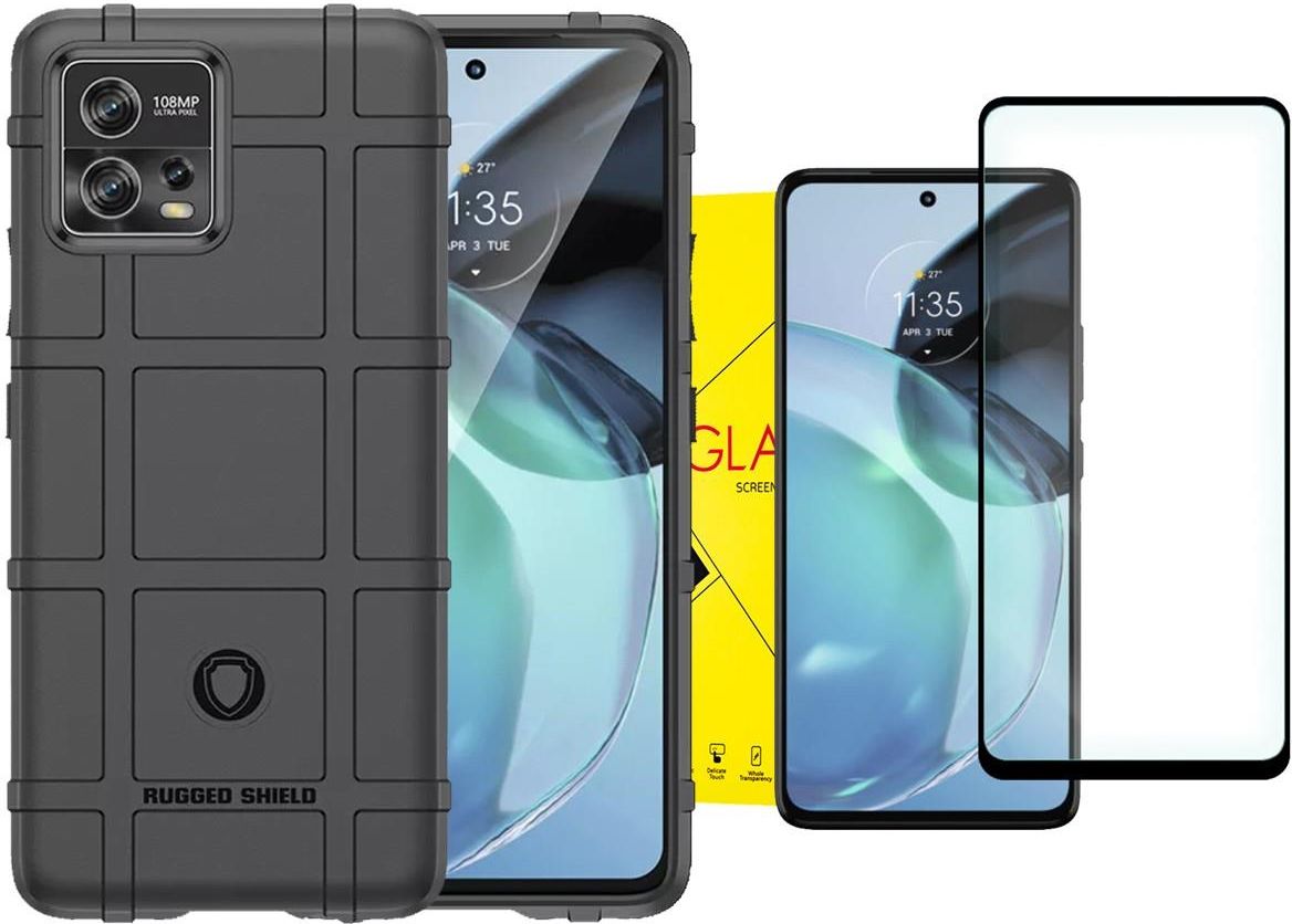 Supero Rugged Shield Motorola Moto G72 Black Tempered Glass - Etui na ...