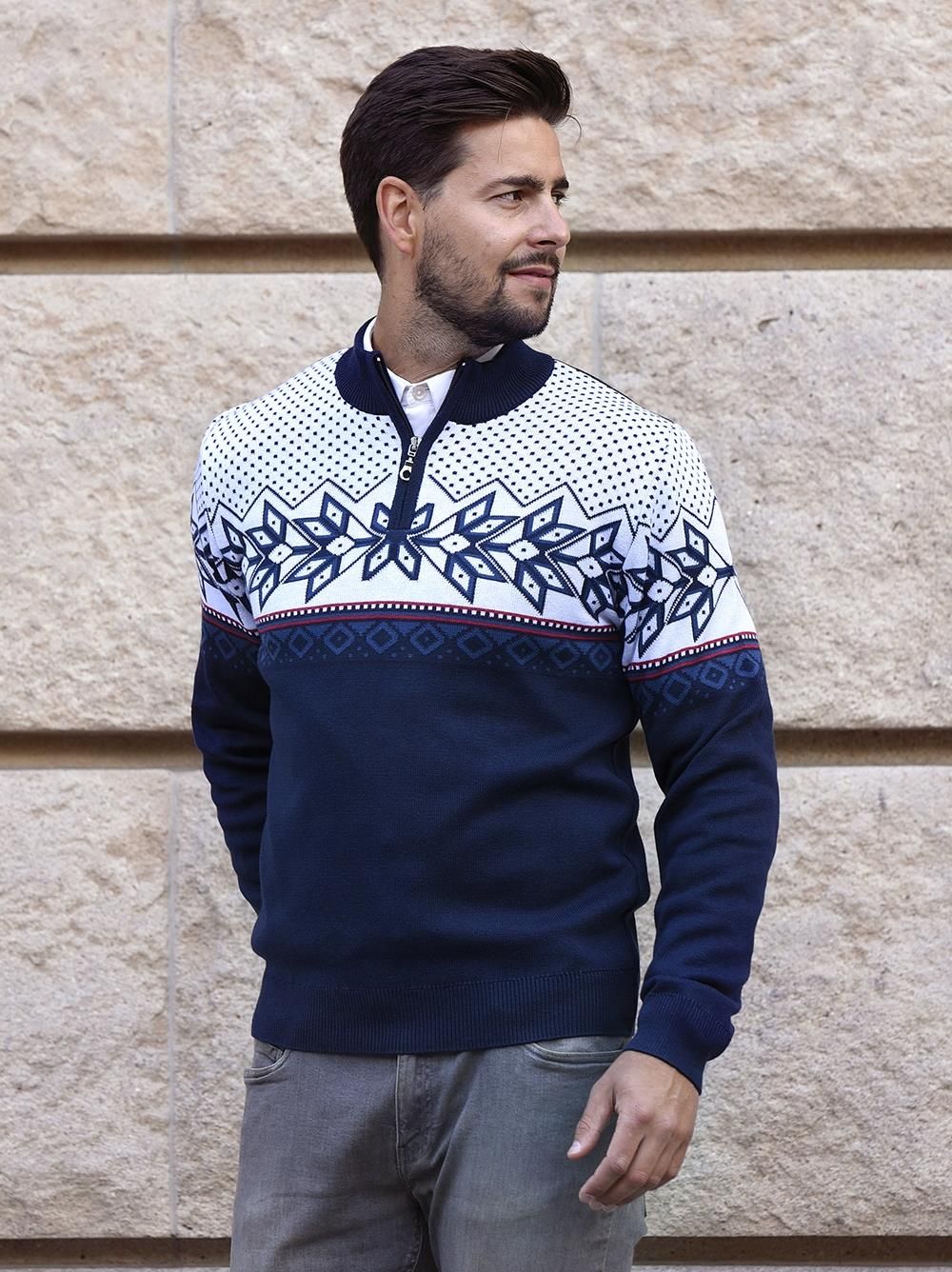 Świąteczny Sweter Męski Norweski Wzór Granatowy XXL - Ceny i opinie ...