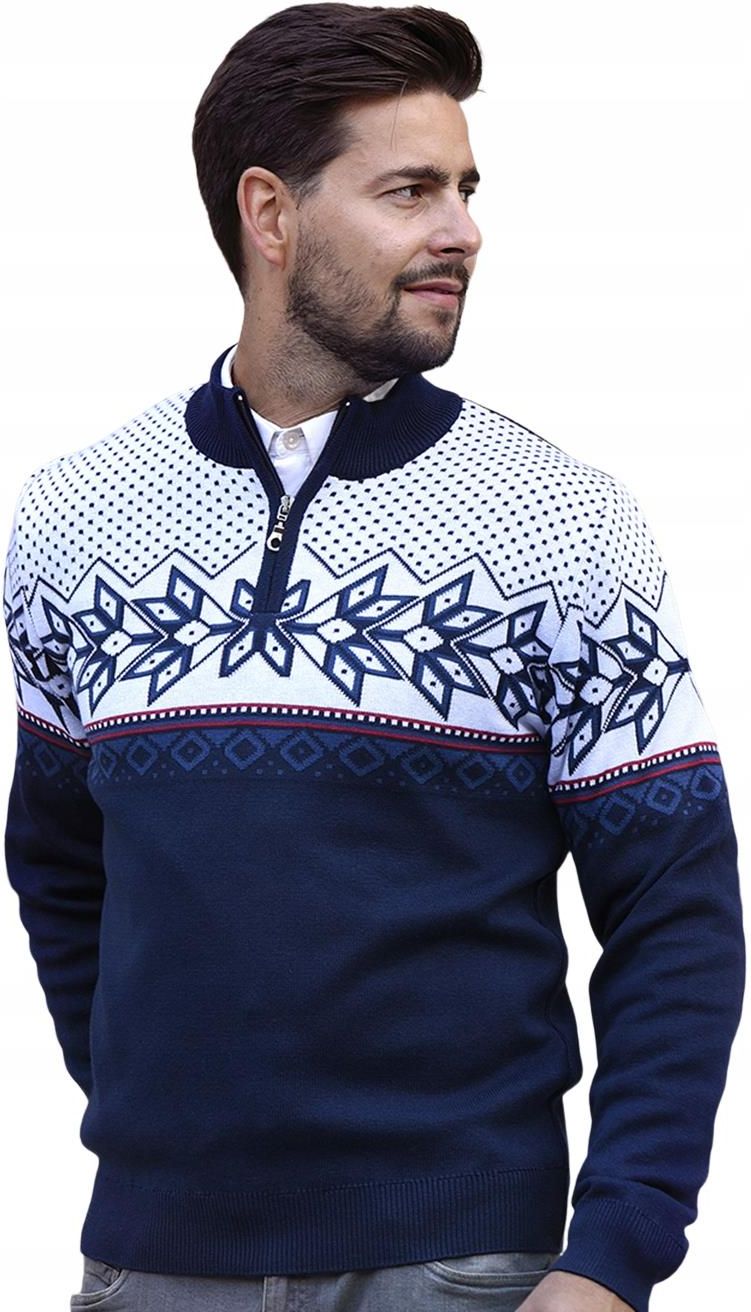 Świąteczny Sweter Męski Norweski Wzór Granatowy XXL - Ceny i opinie ...