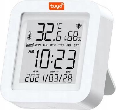 Detektor Tuya Czujnik Temperatury Wilgotności Zegar Data (Stw1 ...