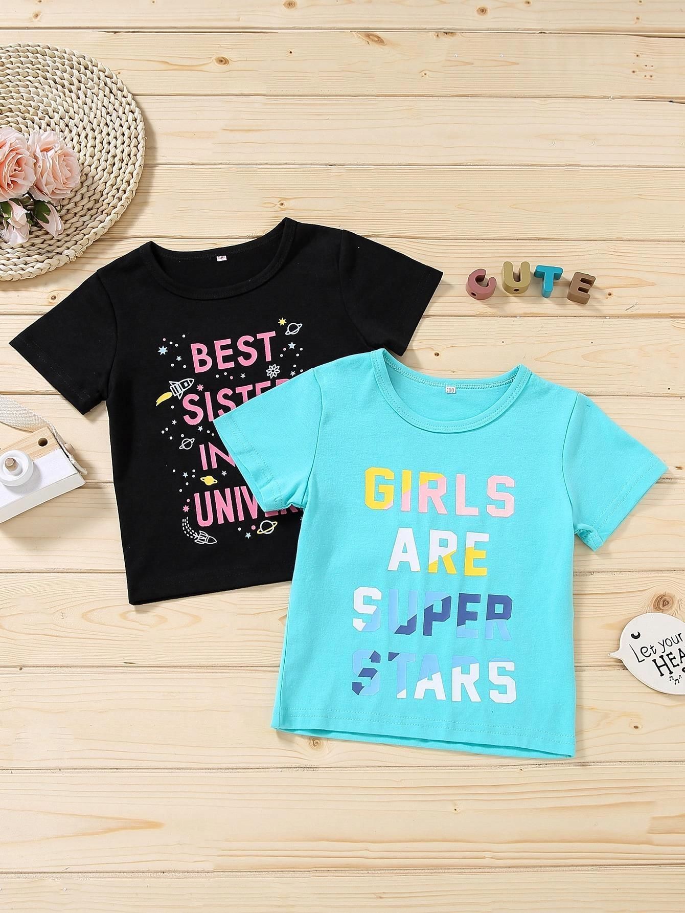 Z Nadrukiem 2PACK 130 DC54315 *shein T-shirt - Ceny i opinie - Ceneo.pl