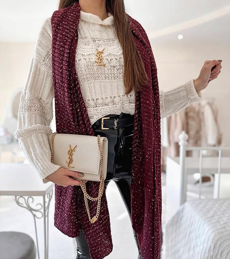 Bordowy szalik miękki w kropki FA1228 - Ceny i opinie - Ceneo.pl