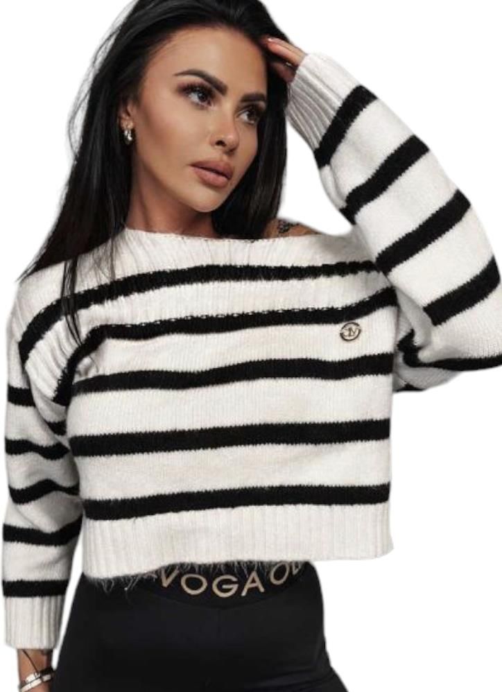 Sweter damski w paski Wandy O la Voga ecru M/L - Ceny i opinie - Ceneo.pl