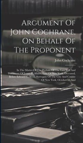 Argument Of John Cochrane, On Behalf Of The Proponent: In The Matter Of ...