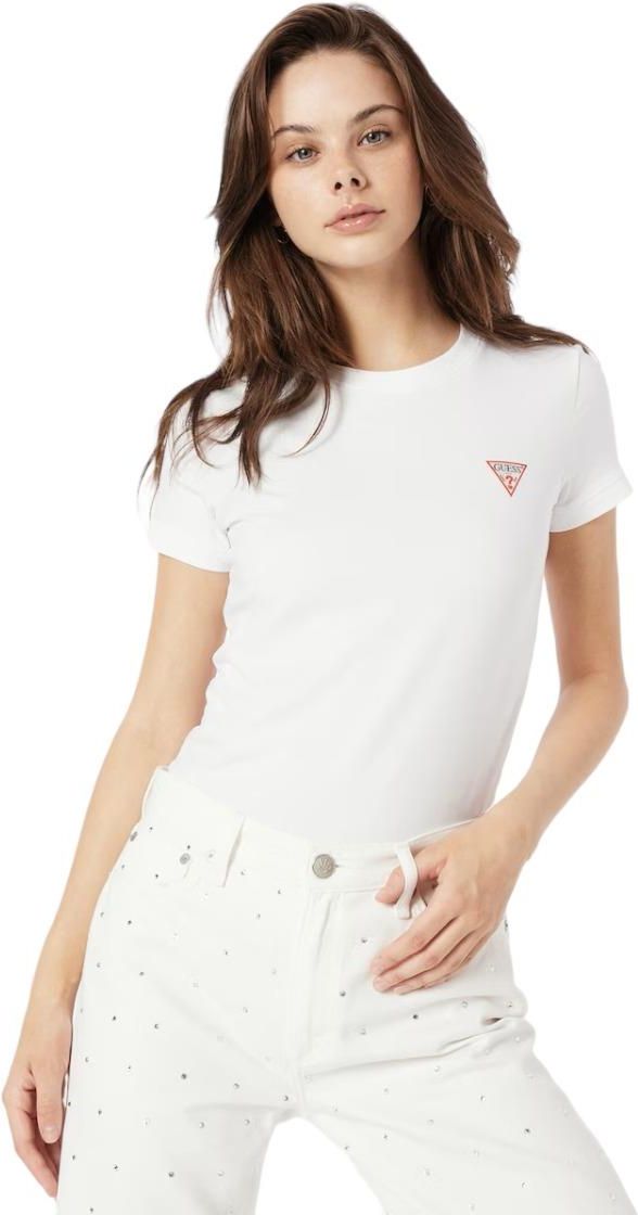 GUESS KOSZULKA DAMSKA T-SHIRT SS CN MINI TRIANGLE BIAŁA W2YI44J1314 ...