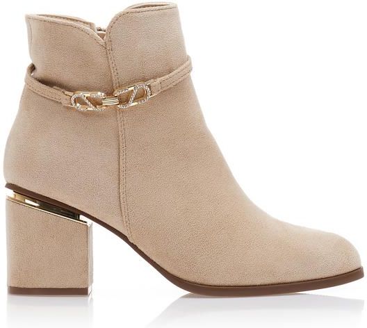 Botki Zamszowe Beżowe Ze Sprzączką Z Kryształków I Ciekawym Detalem Na ...