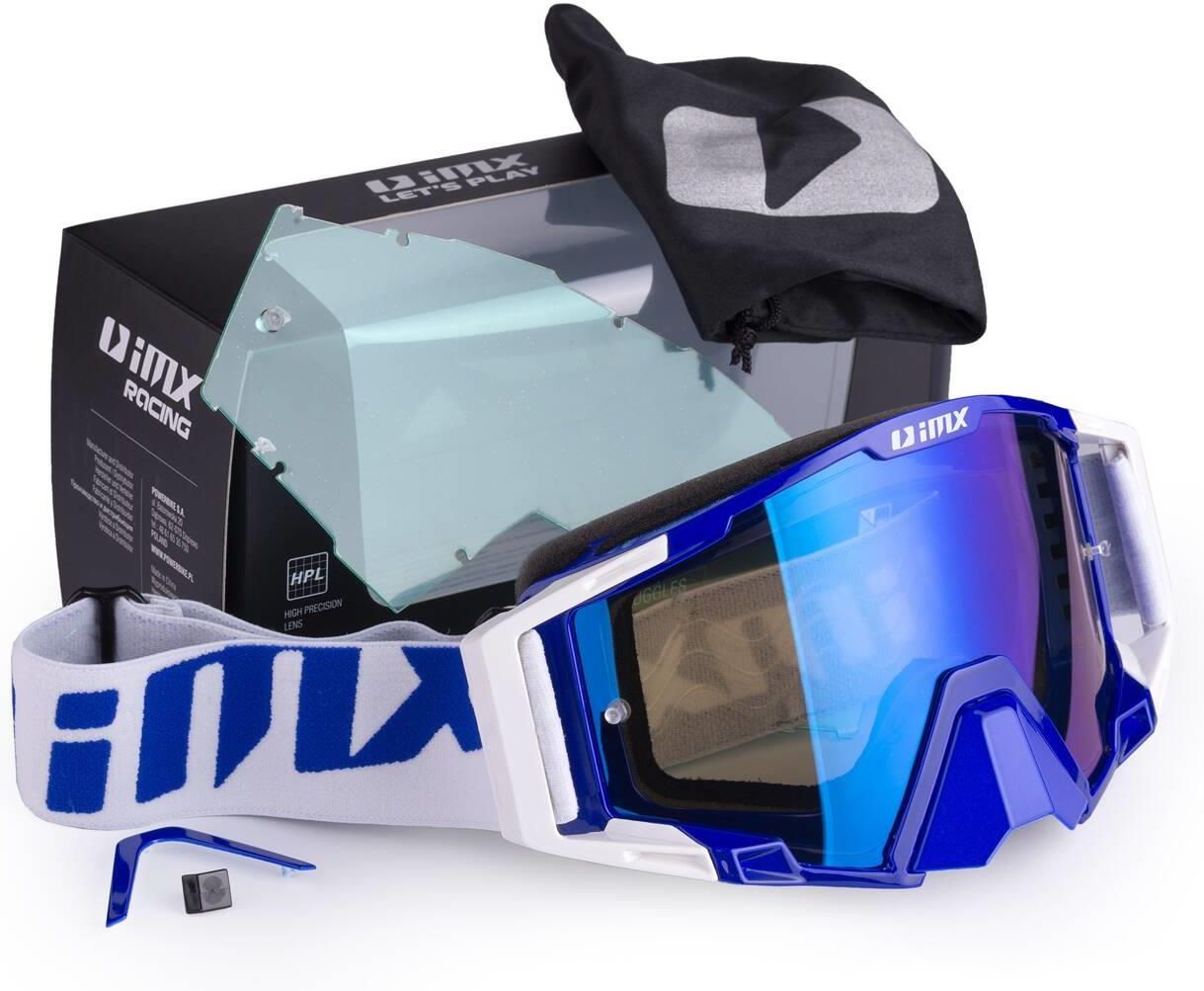 Gogle motocyklowe Imx Gogle Sand Blue White Szyba Blue Iridium + Clear ...