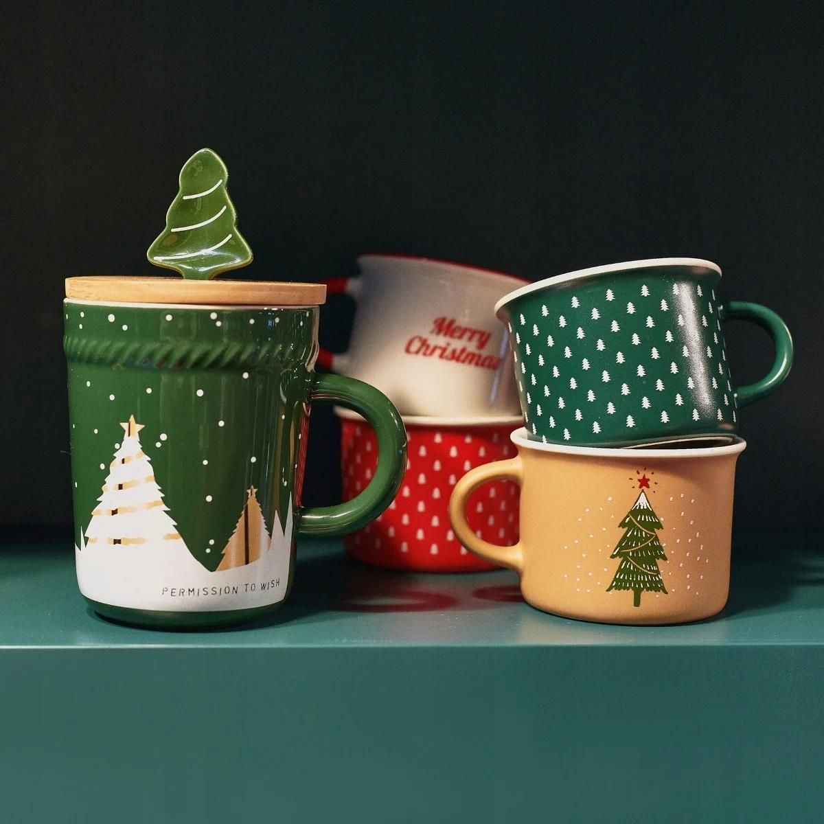 Homla Kubek Świąteczny Flocon Musztardowy Z Choinką 0,16L (160011 ...