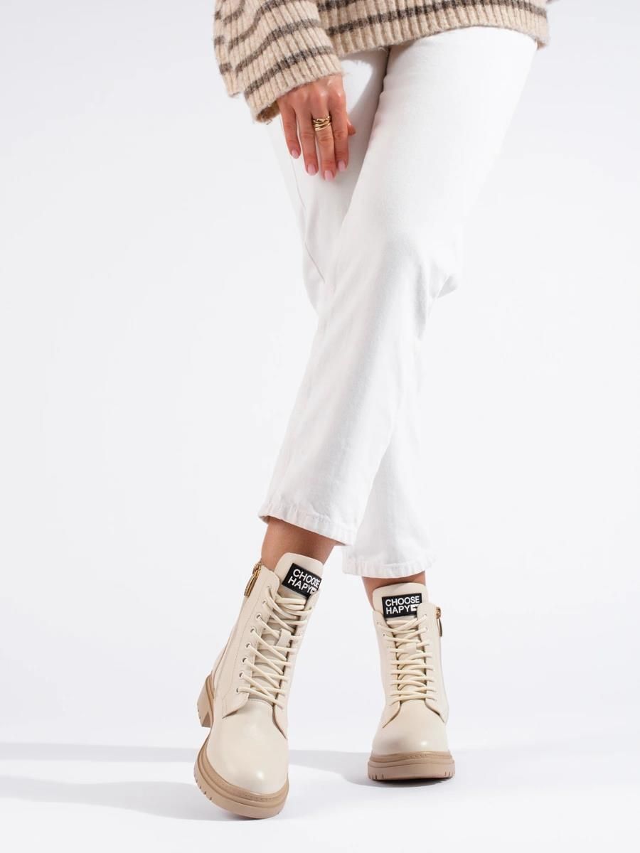 Beżowe workery damskie Potocki - Ceny i opinie - Ceneo.pl