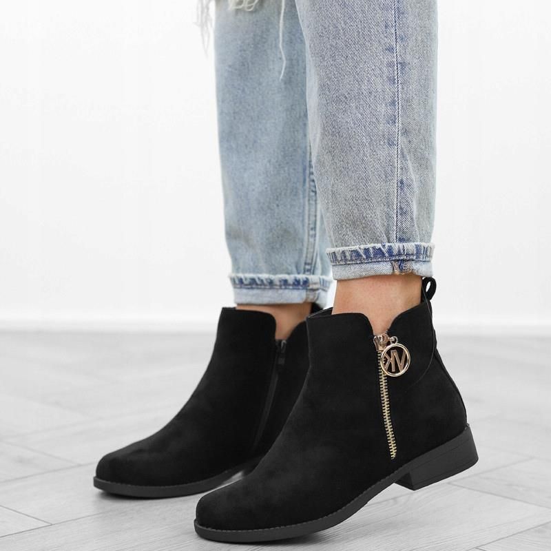 Czarne botki damskie płaskie suwaki SA237-1 r.38 - Ceny i opinie - Ceneo.pl