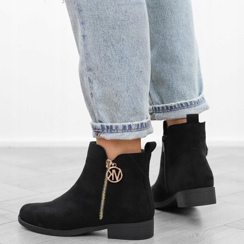 Czarne botki damskie płaskie suwaki SA237-1 r.38 - Ceny i opinie - Ceneo.pl