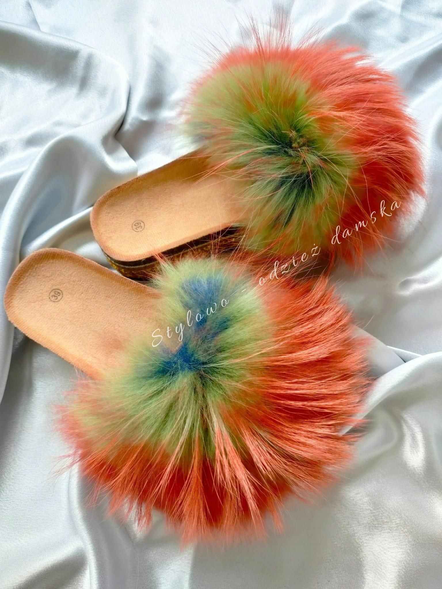Klapki Jenot Jenotki Naturalne Futro Tricolor 41 - Ceny i opinie - Ceneo.pl