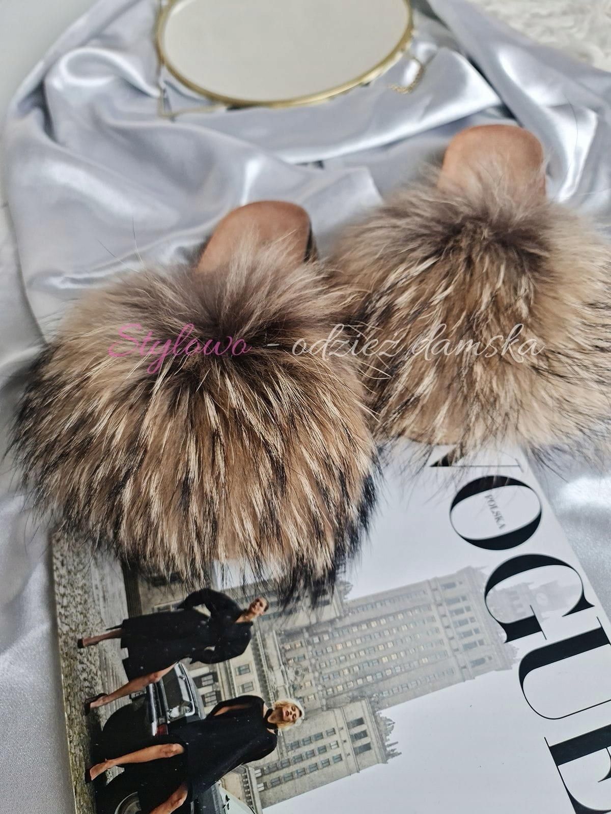 Klapki Jenot Jenotki Naturalne Futro Jenot Fiński 36 - Ceny i opinie ...