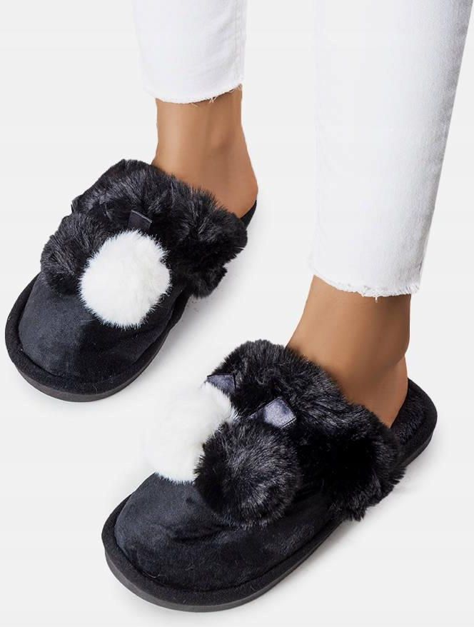 Czarne kapcie ocieplane futerko damskie YF-35 39 - Ceny i opinie - Ceneo.pl