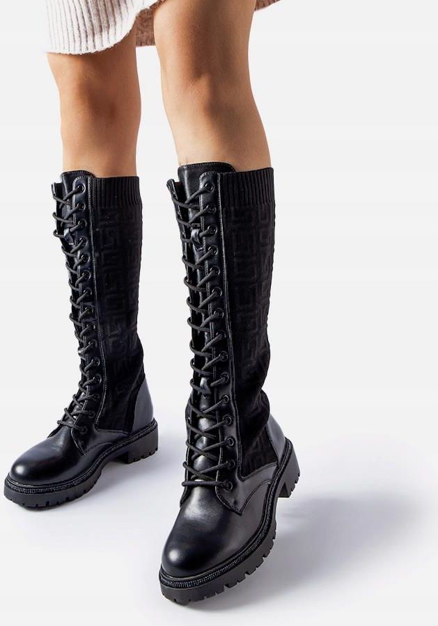 Czarne skarpetkowe kozaki z cyrkoniami 26096 36 - Ceny i opinie - Ceneo.pl