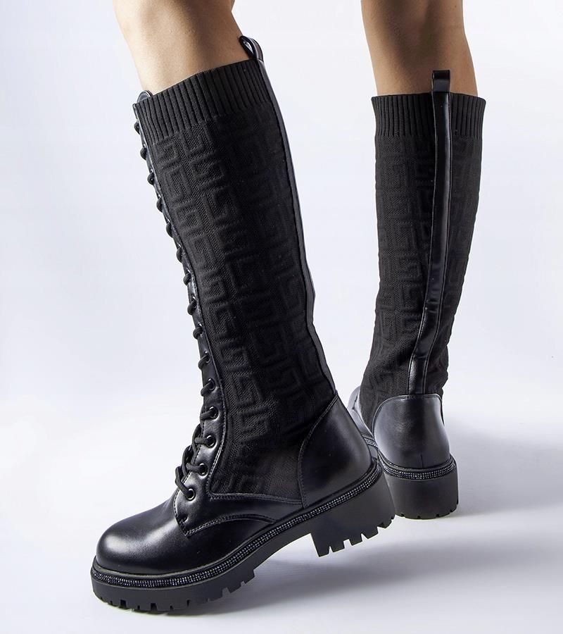 Czarne skarpetkowe kozaki z cyrkoniami 26096 40 - Ceny i opinie - Ceneo.pl