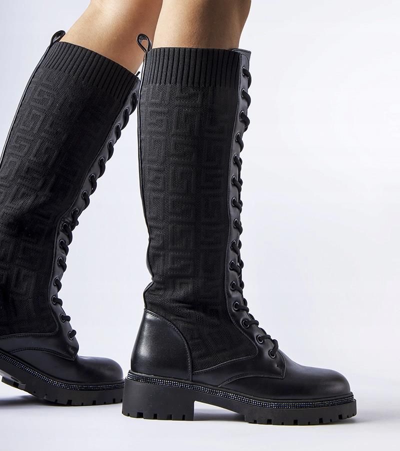 Czarne skarpetkowe kozaki z cyrkoniami 26096 40 - Ceny i opinie - Ceneo.pl