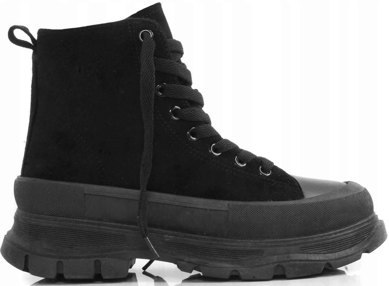 6677 Czarne Wysokie Trampki Platforma Zamsz 38 - Ceny i opinie - Ceneo.pl