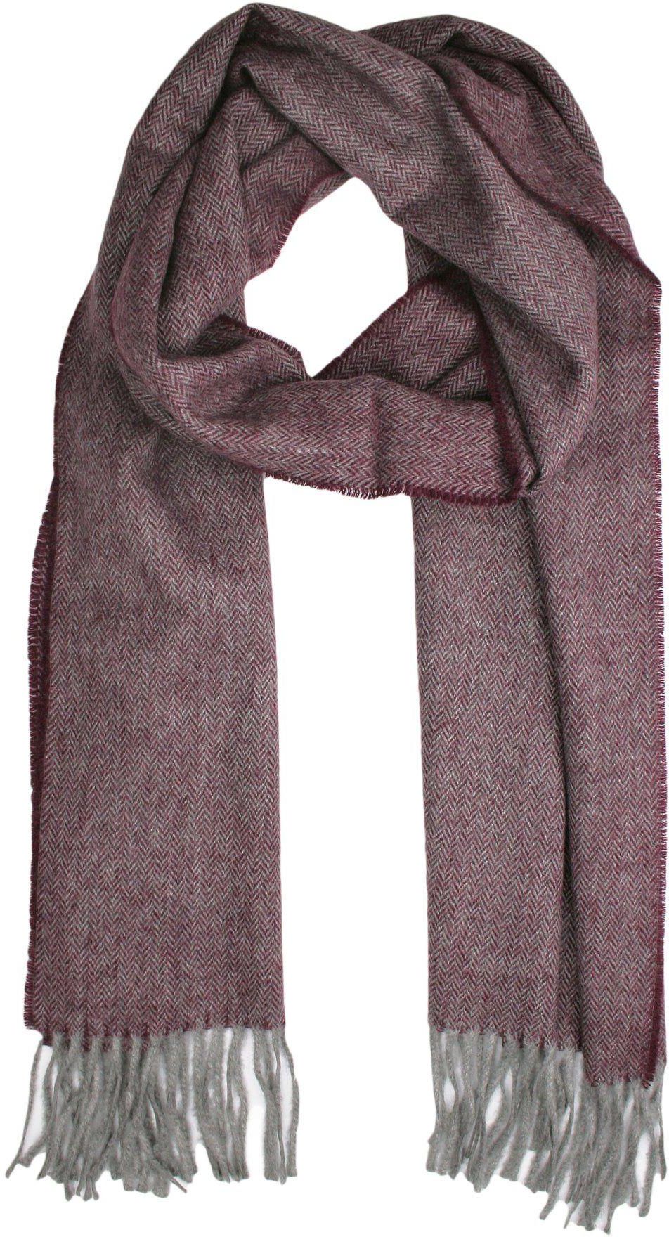 Szalik Bordowy, w Jodełkę z Frędzlami, Męski, Jesienno-Zimowy z Wełną ...