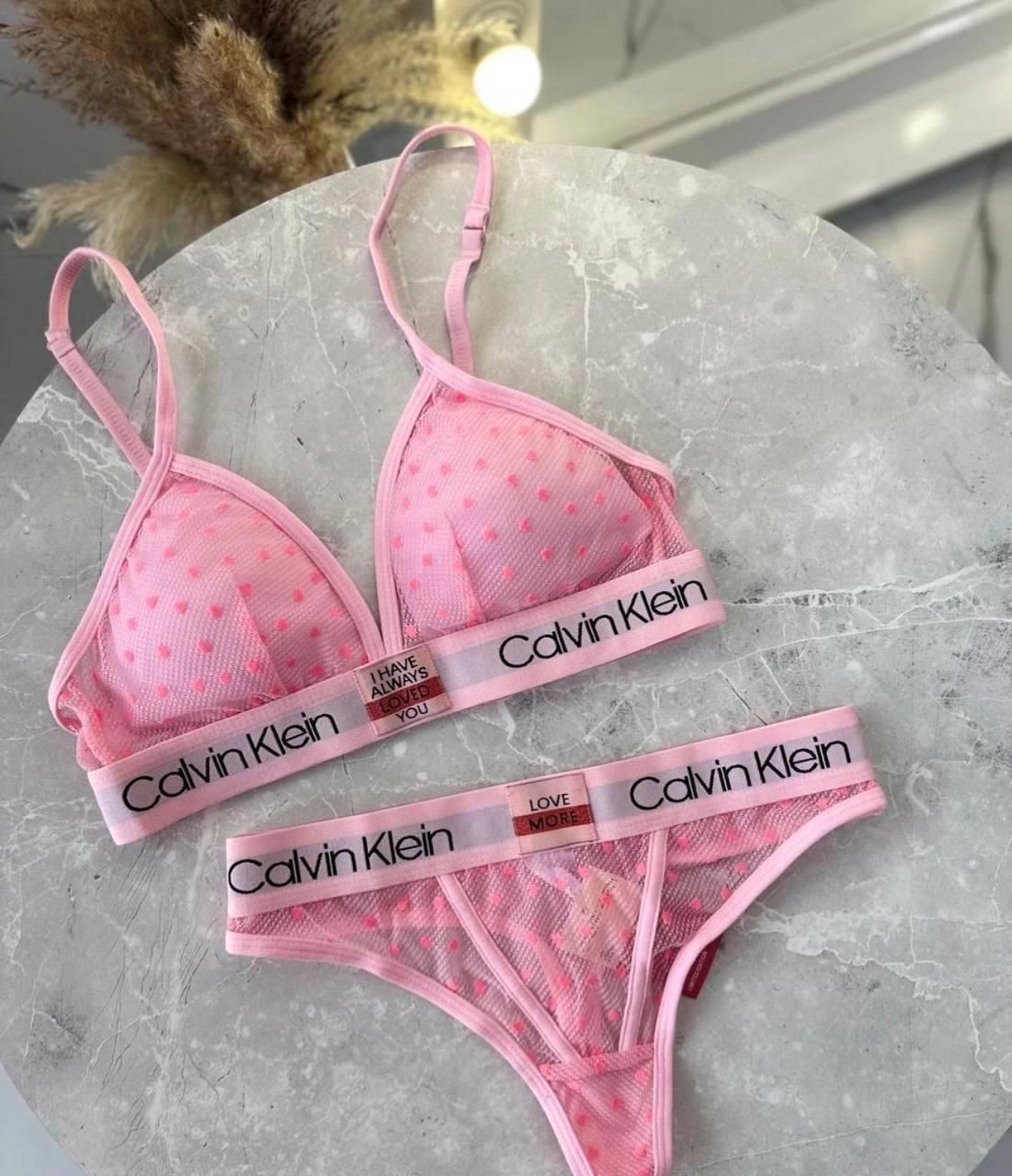 Calvin Klein Komplet Bielizny Damskiej Różowy Bielizna Ck Seksowna M/L ...