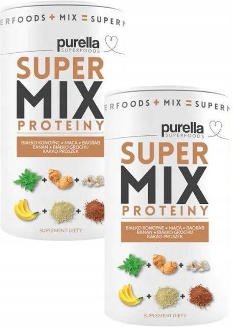 Zestaw 2x Purella Super Mix Proteiny Naturalne Składniki Proszek ...