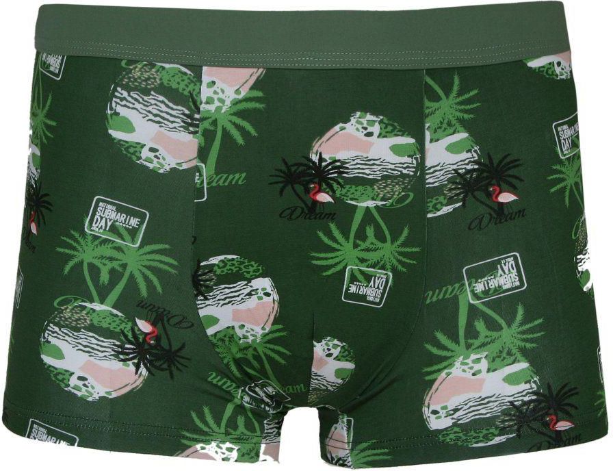 Bokserki Obcisłe, Zielone z Flamingiem Bawełniane, Majtki z Elastanem ...