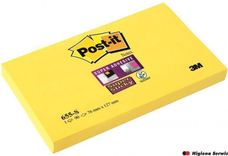 Bloczek Samoprzylepny Post-It_ Super Sticky 655-S, 127X76Mm, 1X90 Kart ...