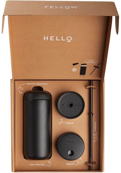 Fellow Carter Move Mug 3 W 1 Kubek Termiczny + 3 Nakrętki Czarny 473Ml ...
