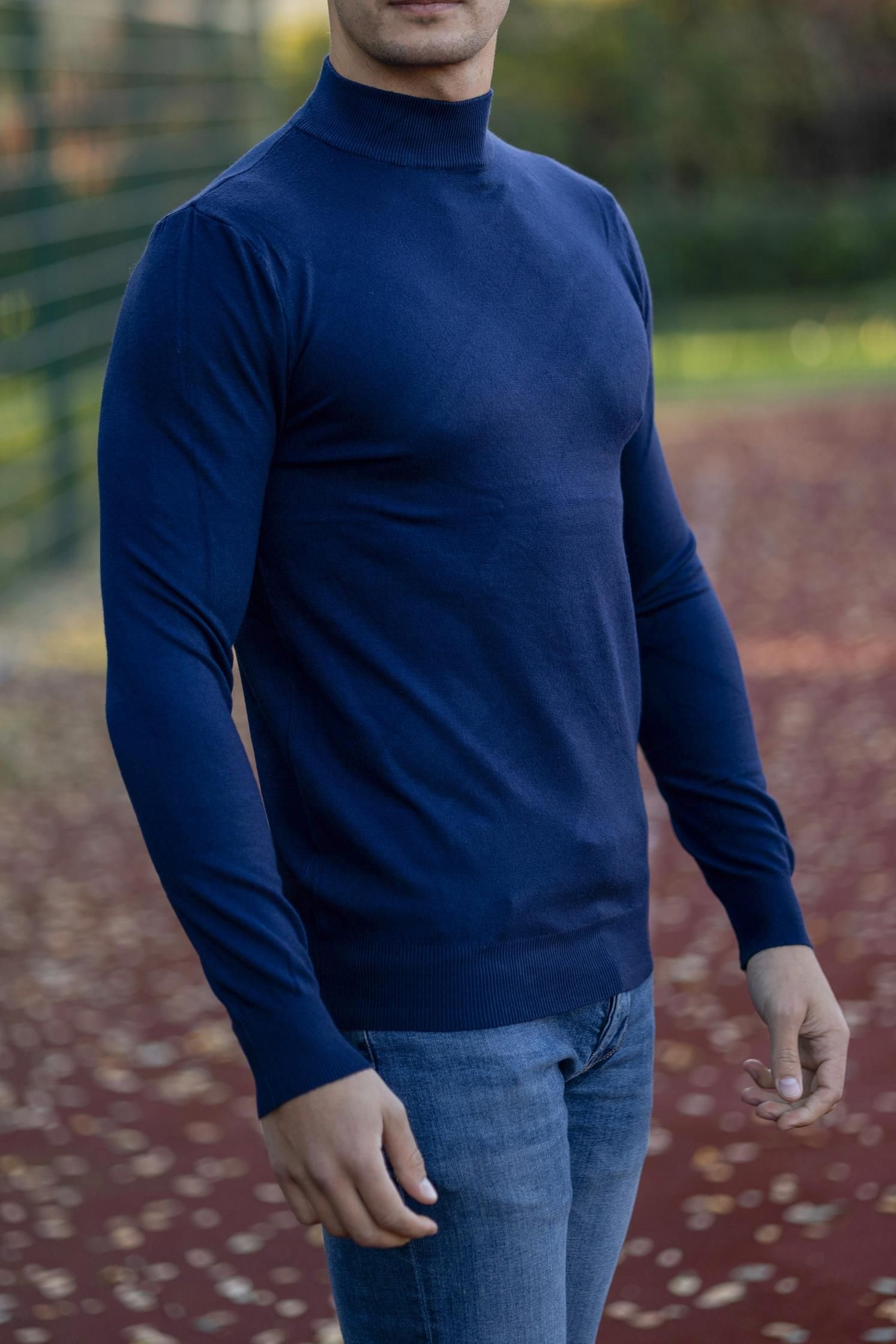 Golf Męski Slim Fit Granatowy Cienki Modny Dopasowany Półgolf M - Ceny ...