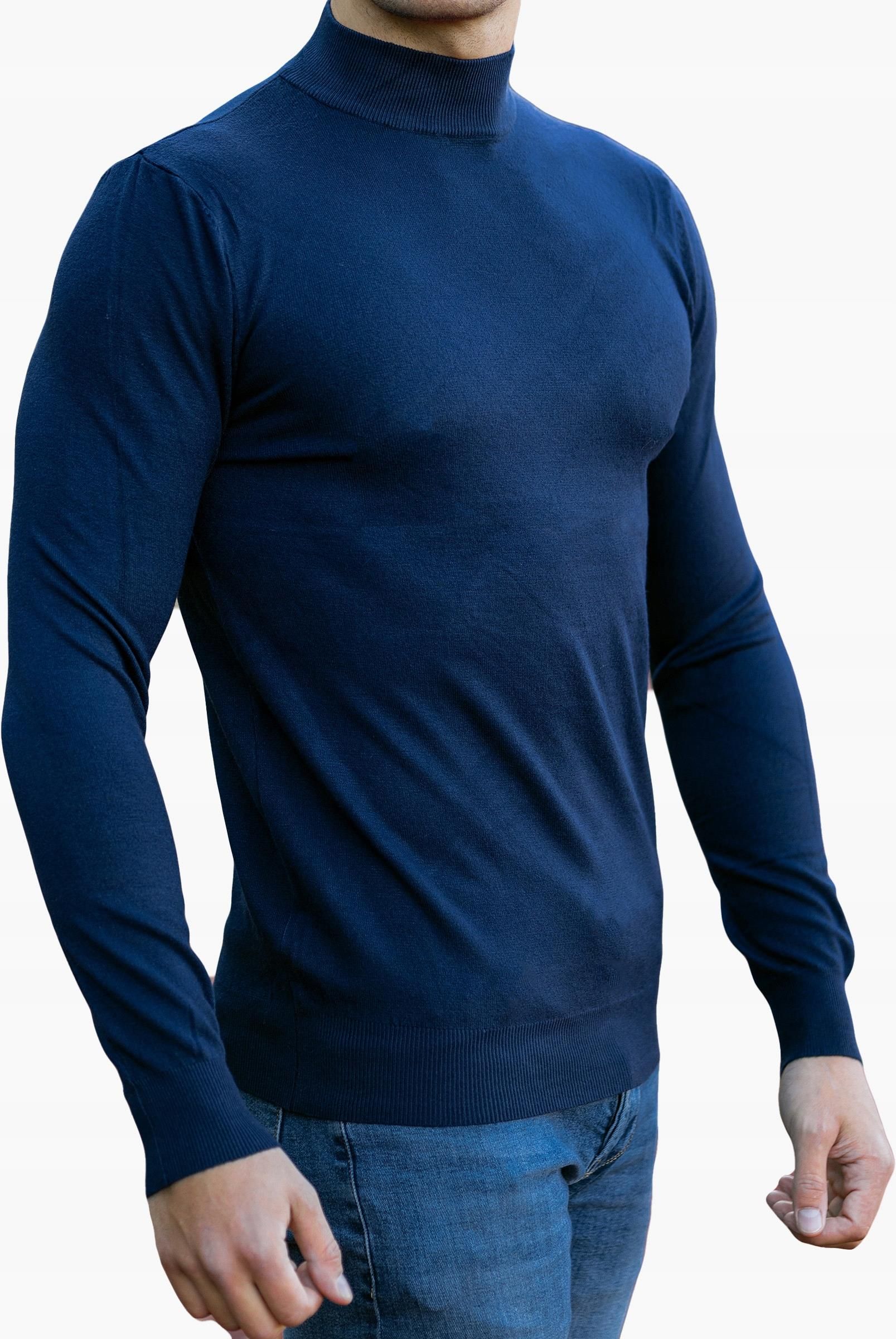 Golf Męski Slim Fit Granatowy Cienki Modny Dopasowany Półgolf M - Ceny ...