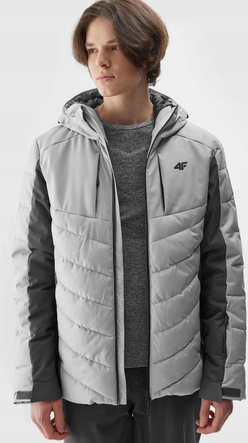 4F KURTKA NARCIARSKA MĘSKA PUCHOWA NEODRY 8000 4FAW23TDJAM278 SZARA Roz ...