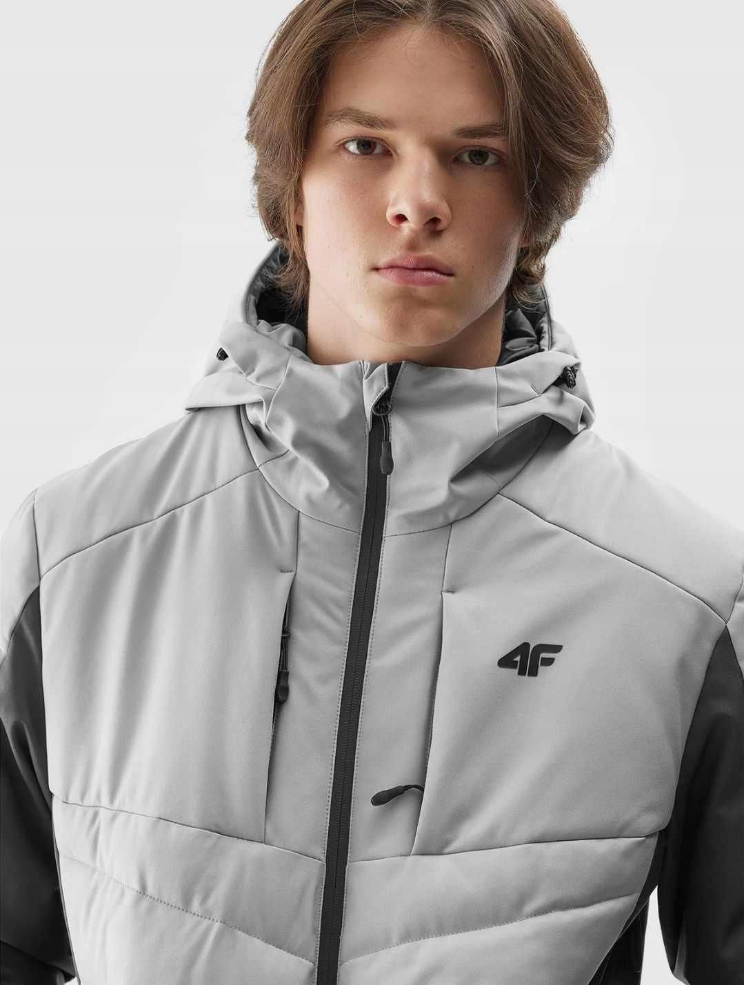 4F KURTKA NARCIARSKA MĘSKA PUCHOWA NEODRY 8000 4FAW23TDJAM278 SZARA Roz ...