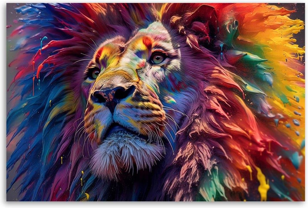 Feeby Obraz na płótnie Neon Lew Afryka AI 60x40 - Opinie i atrakcyjne ...