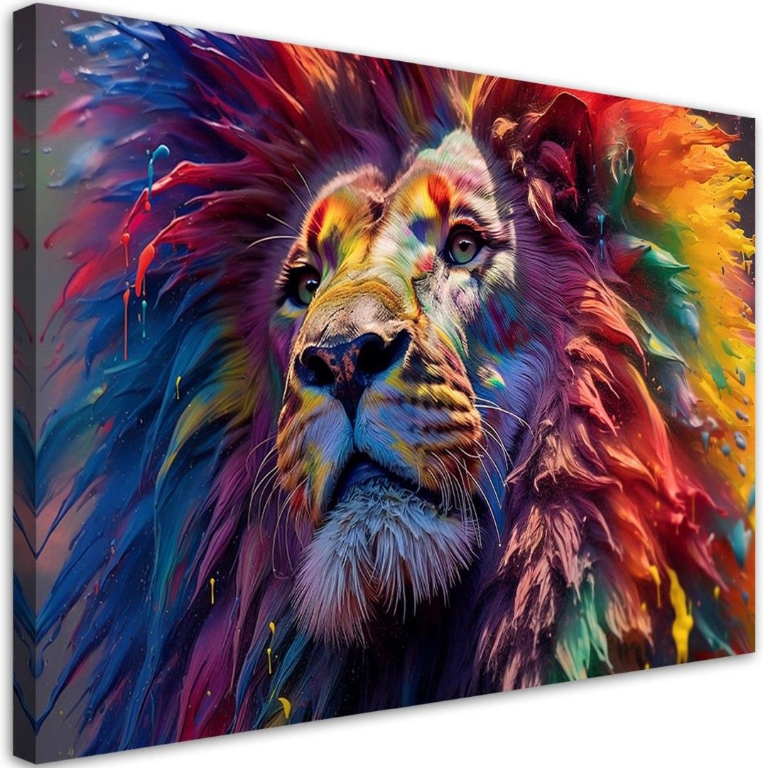 Feeby Obraz na płótnie Neon Lew Afryka AI 90x60 - Opinie i atrakcyjne ...