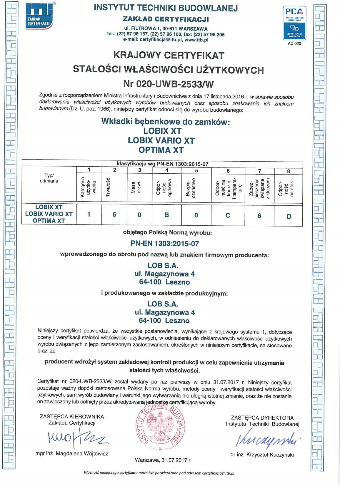 Lob Wkładka Optima 40G/40 System Master Key LOBOPTMK40G40N - Opinie i ...