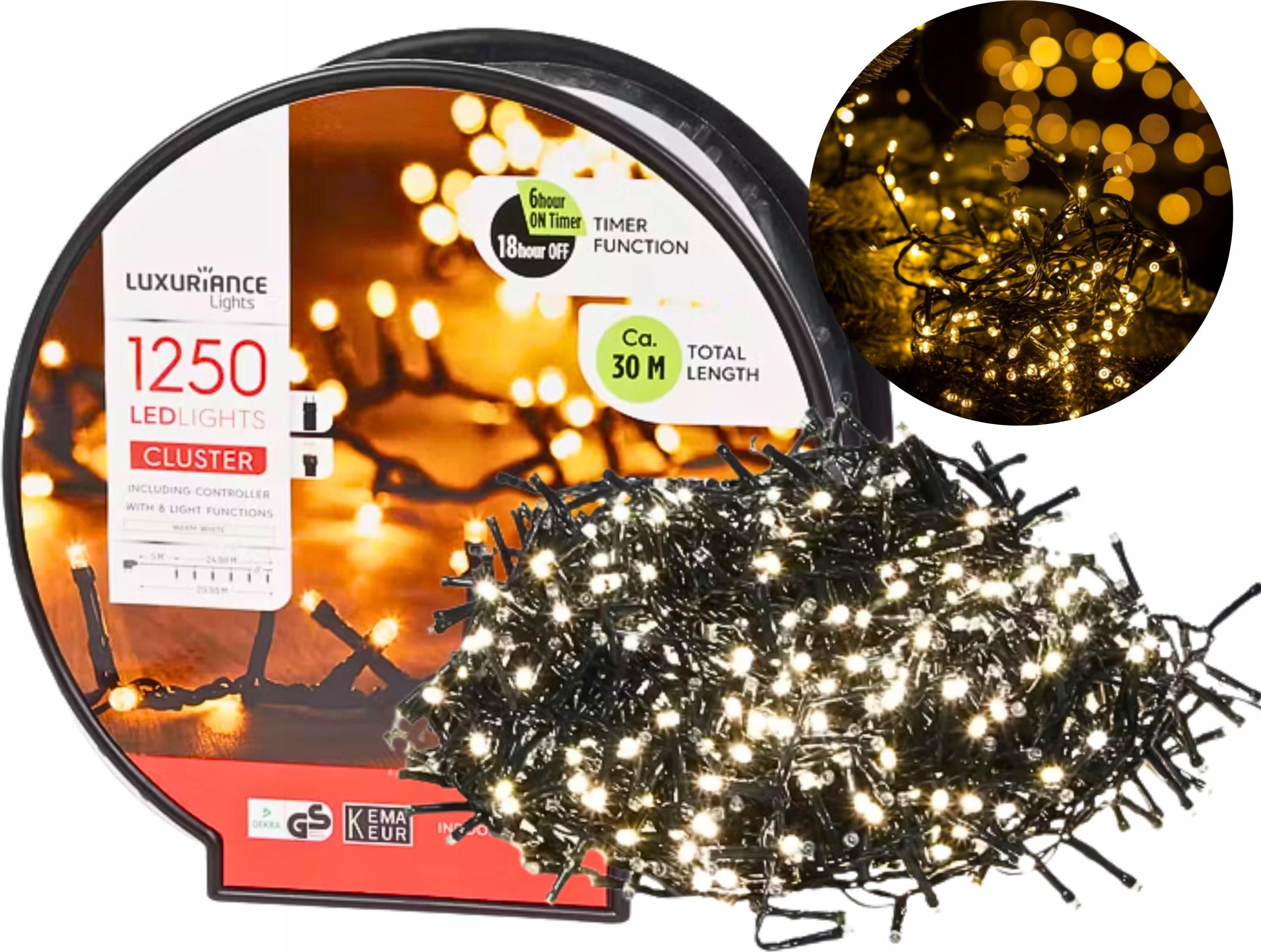 Lampki Led Światełka Świąteczne Choinkowe Oświetlenie 30 Metrów 1250 ...
