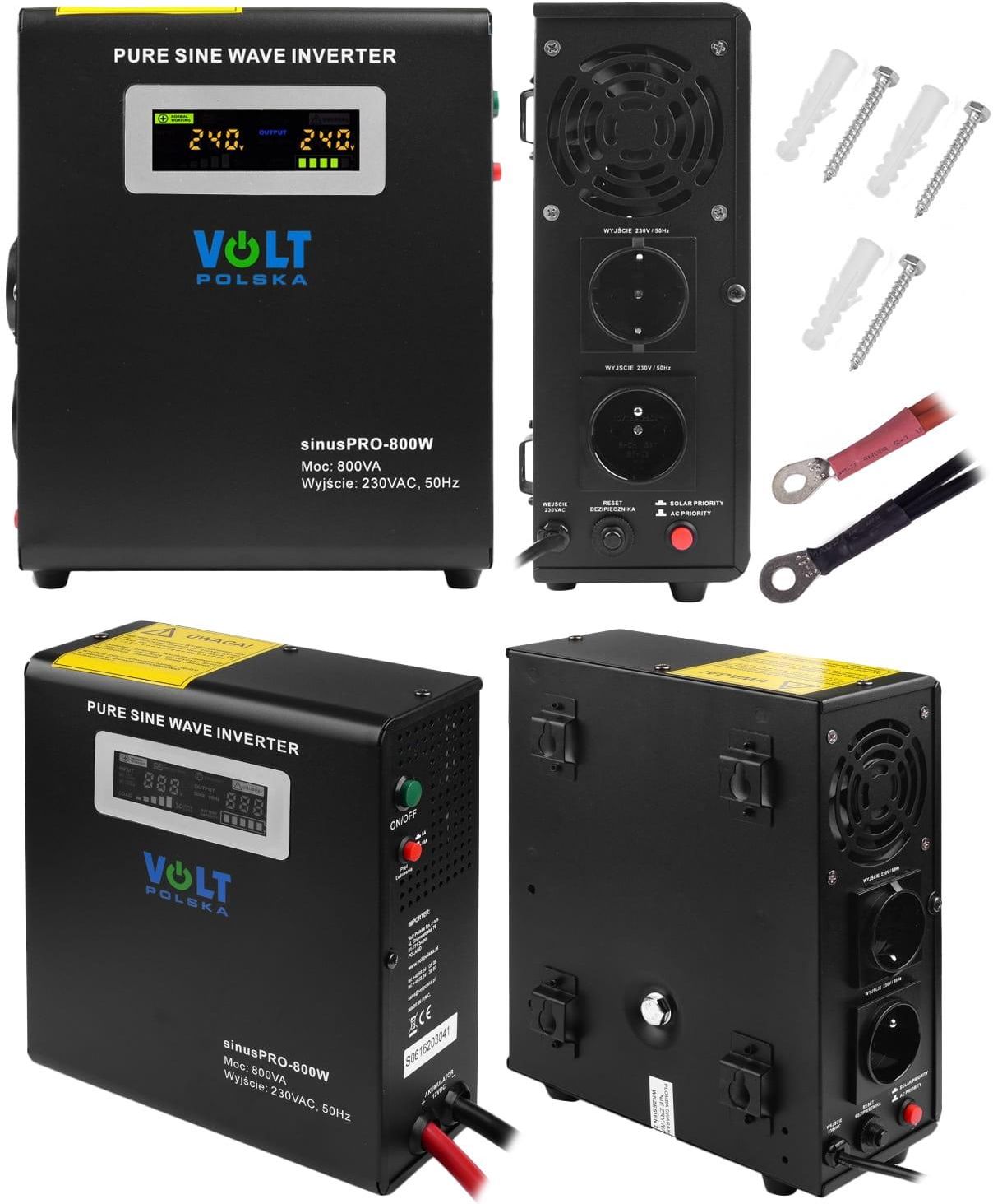 Zasilacz UPS Volt Polska ZestawVolt Sinus Pro 800W 800Va/500W + AkumulatorVoltVrla Agm 12V 200Ah ...