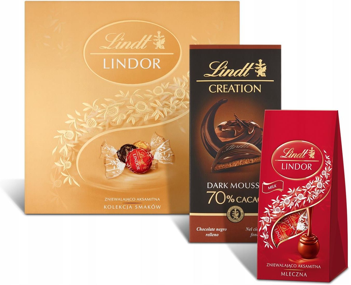 Lindt Zestaw Słodyczy Lindor Bombonierka Praliny Czekolada Gorzka 400g ...