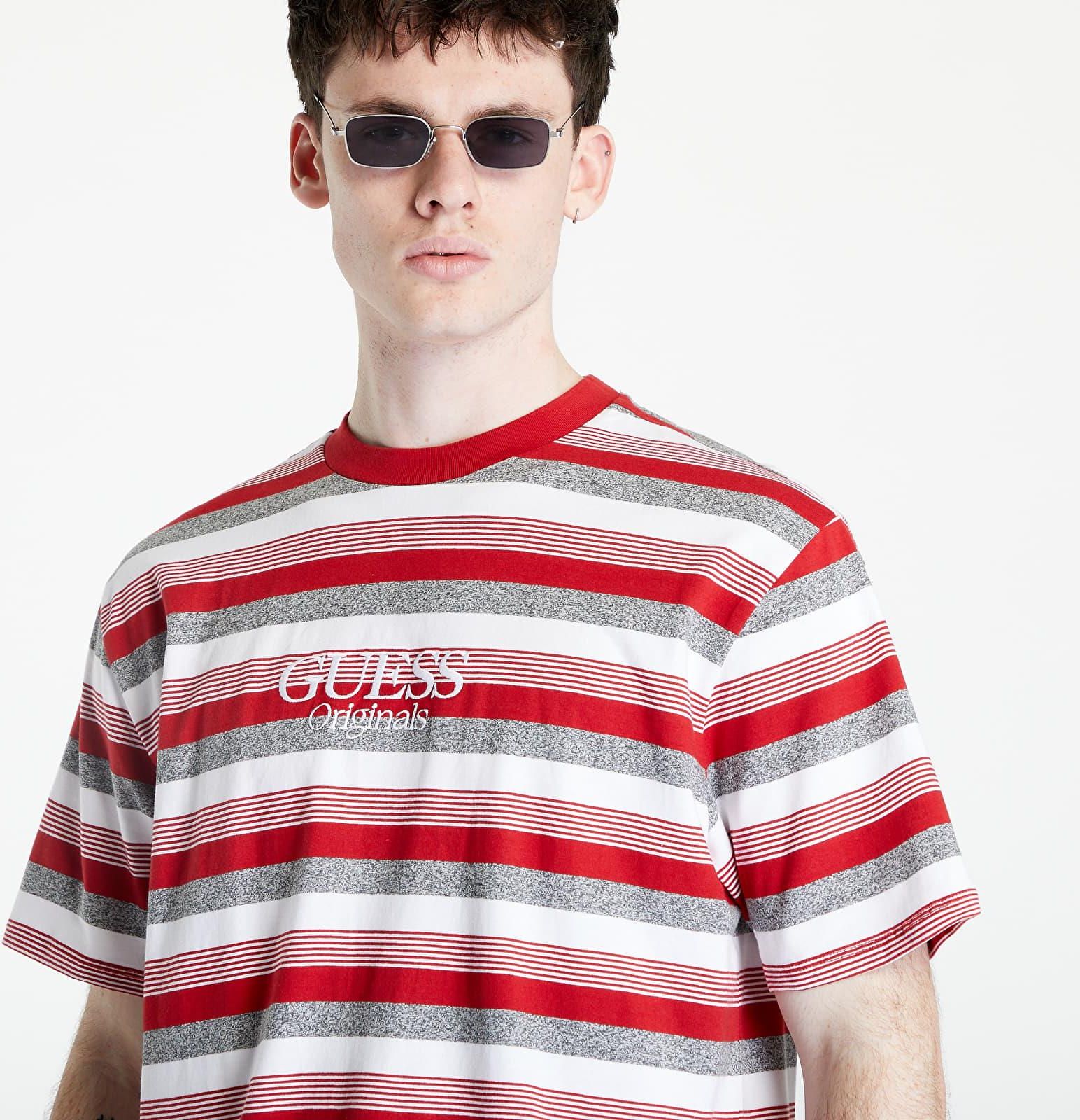 GUESS Cole Heather Stripe Tee Red/ White/ Grey - Ceny i opinie - Ceneo.pl