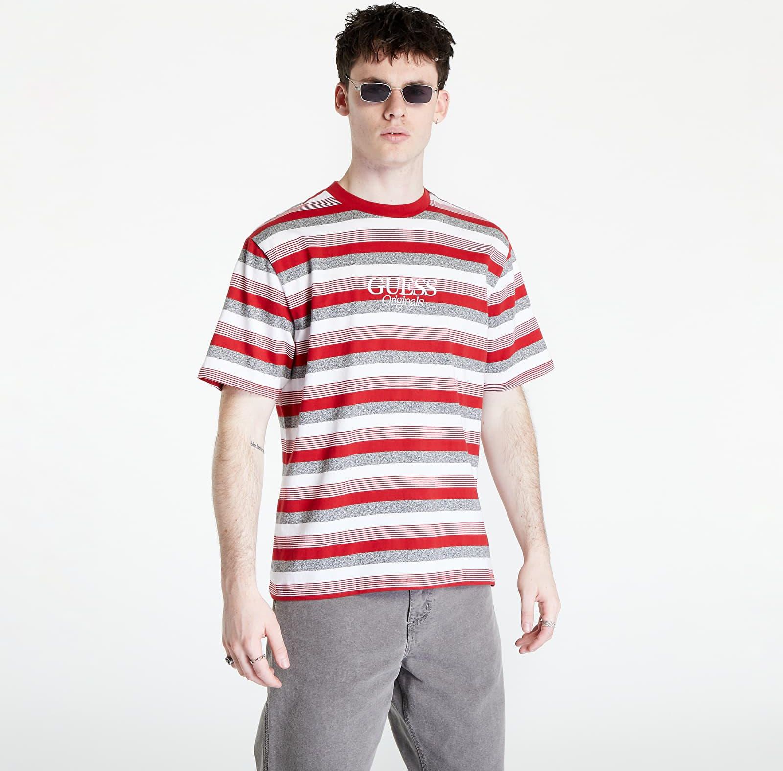 GUESS Cole Heather Stripe Tee Red/ White/ Grey - Ceny i opinie - Ceneo.pl