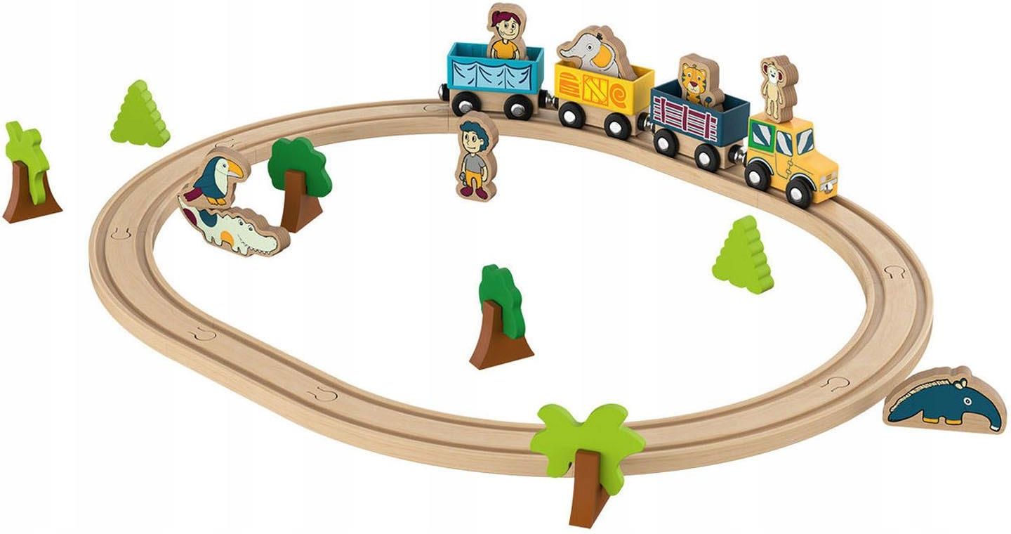 Play Tive Junior Kolejka Drewniana Safarii Tory Drewniane Figurki ...