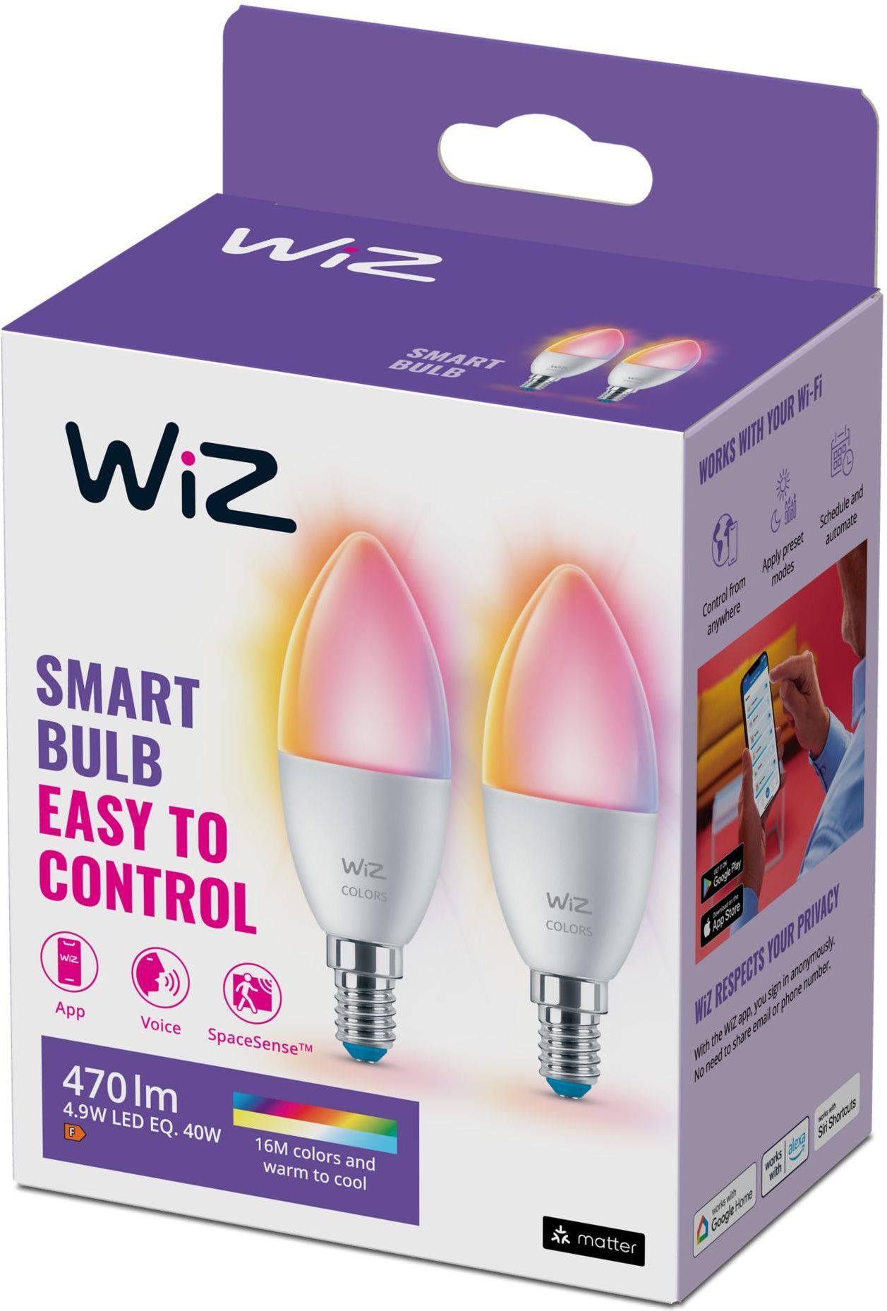 WiZ Inteligentna Żarówka 40W C37 E14 2 szt. (929002448832) - Opinie i atrakcyjne ceny na Ceneo.pl