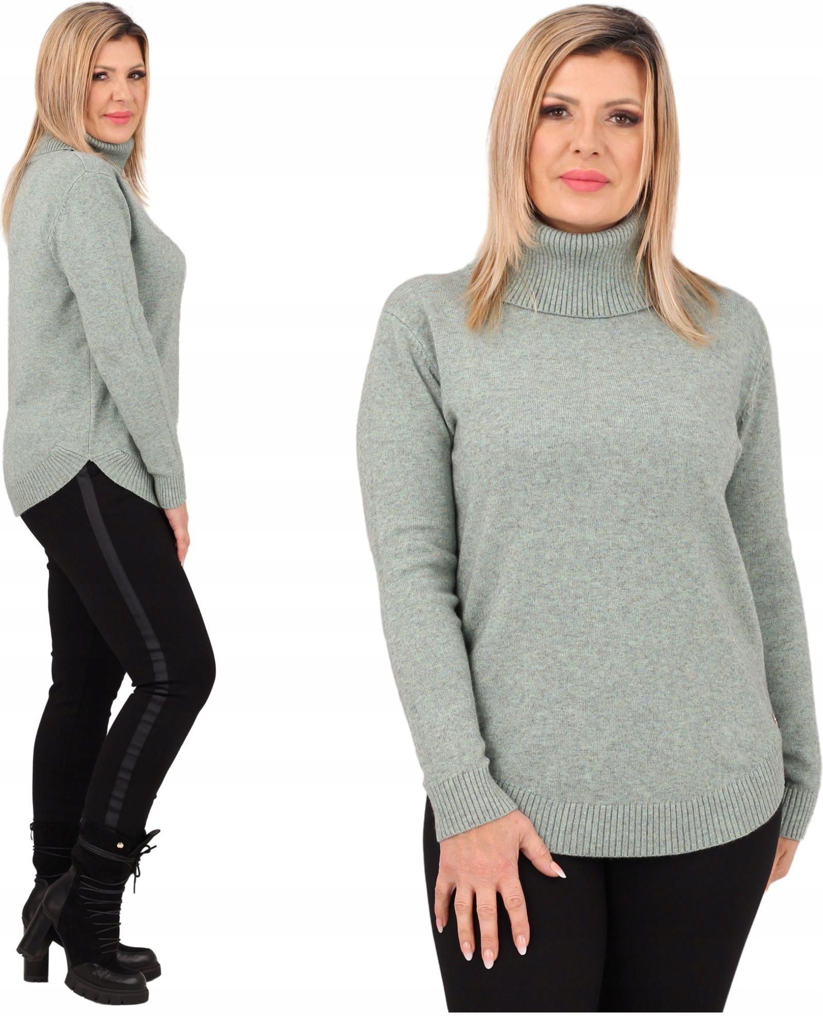 Golf Damski Melanżowy Sweter Zimowy Elastyczny Oversize 40-46 - Ceny i ...